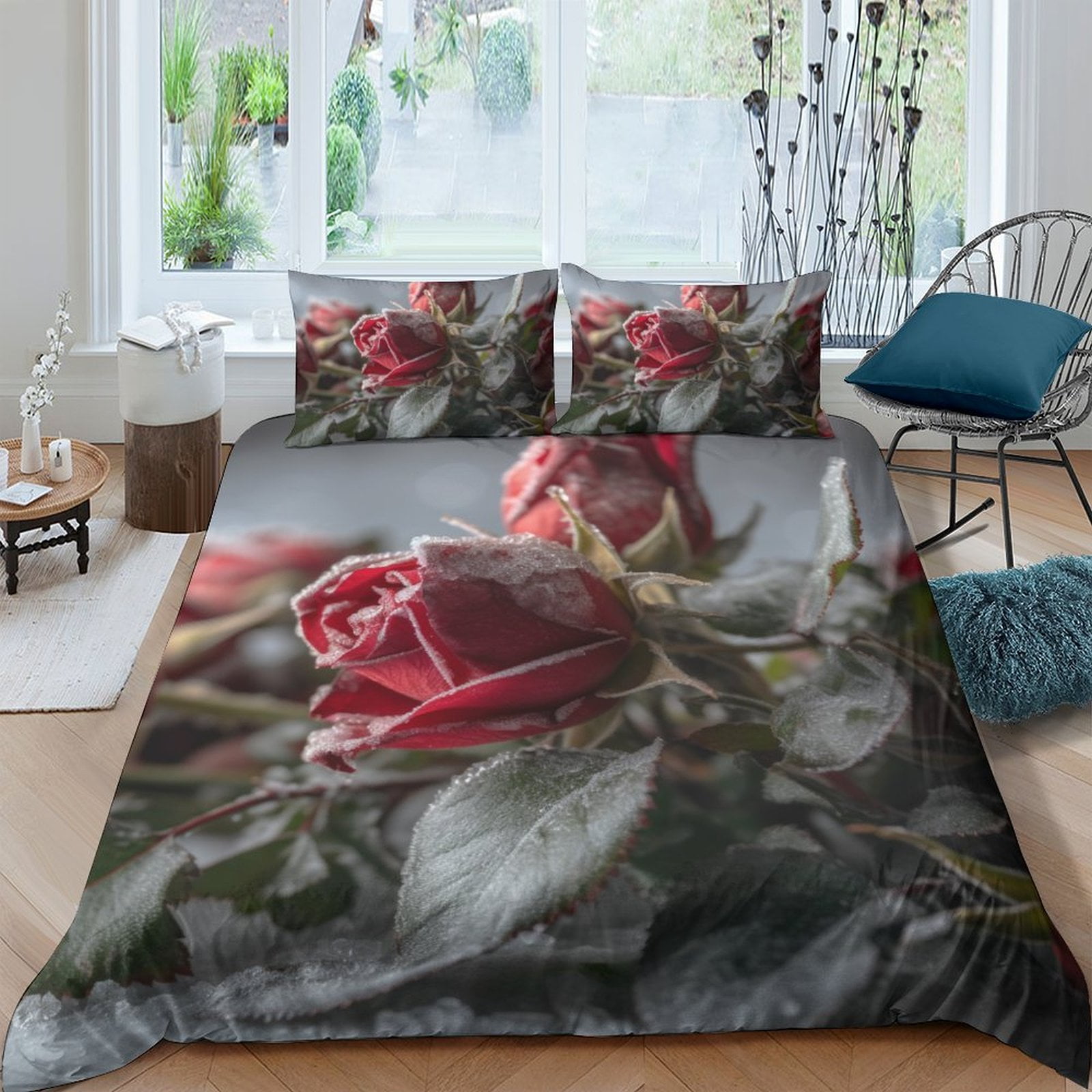 3D Ice Rose Printed Duvet Cover Set Girl Woman Modern Bedspreads Home ...