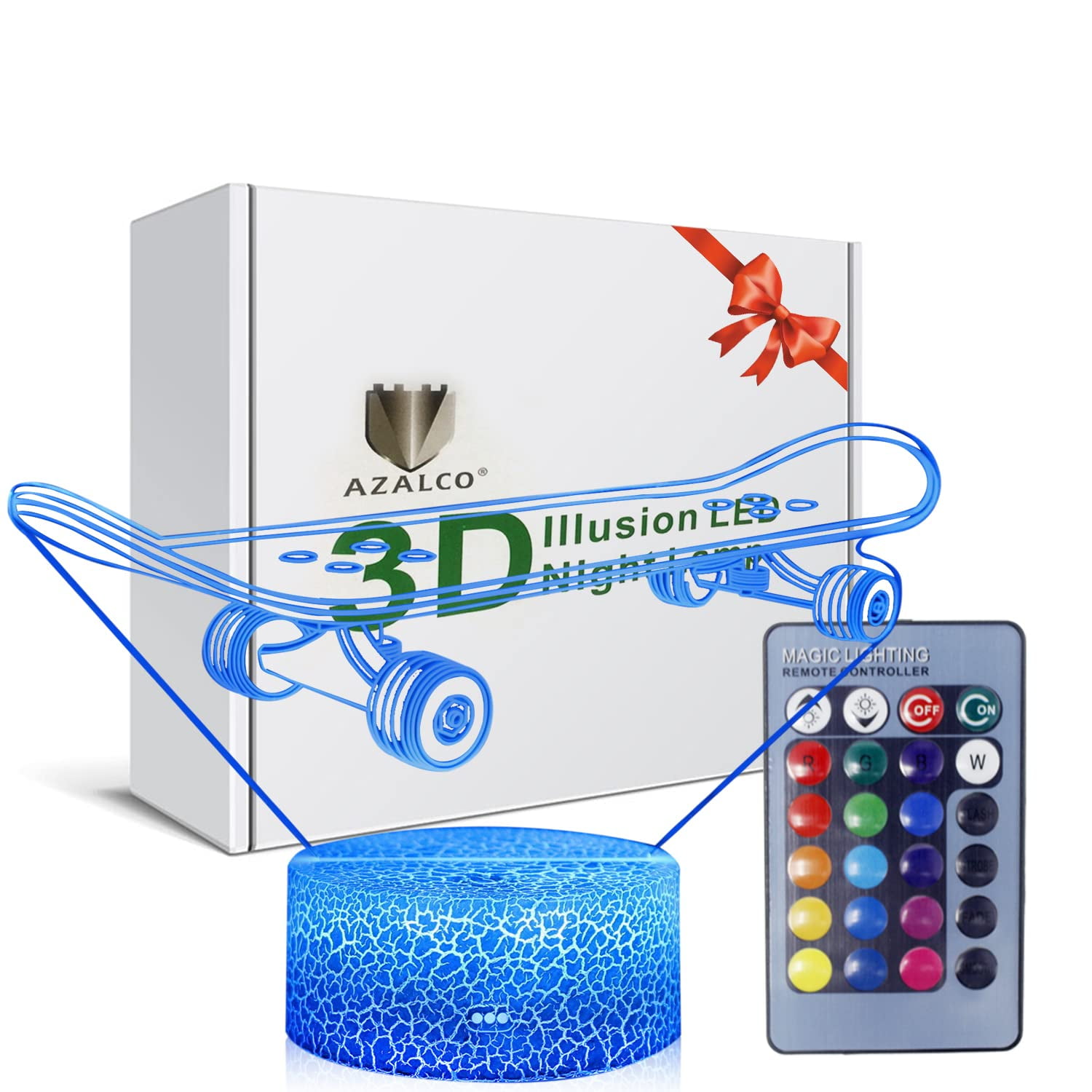 3D Illusion Chute Board Skateboard Night Lamp Light 16 Color change ...