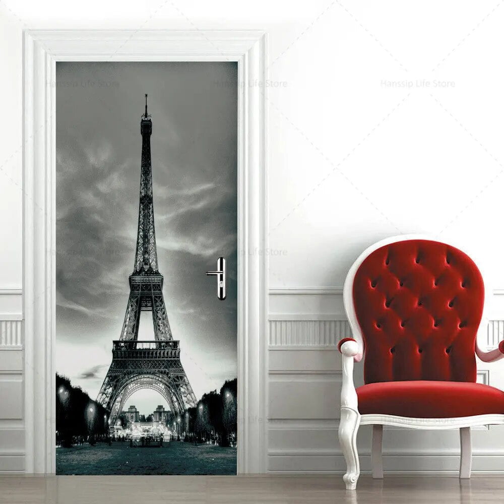 3D Illusion Door Sticker Wallpaper Dark Style Black Cool Architectural ...