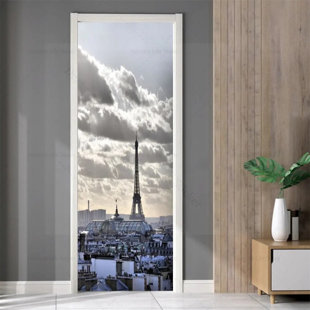 3D Illusion Door Sticker Wallpaper Dark Style Black Cool Architectural ...