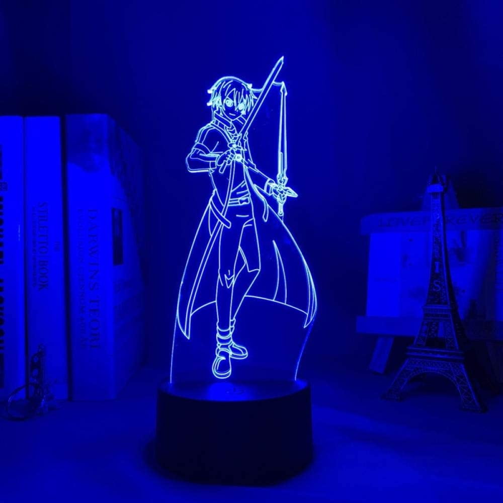 3D Illusion LED Desk Lamp Night Light Remote Led Anime Light Kirito for ...