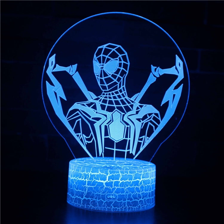 3D Illusion LED Night Light for Kids, Spider Super Hero Man USB Desk ...