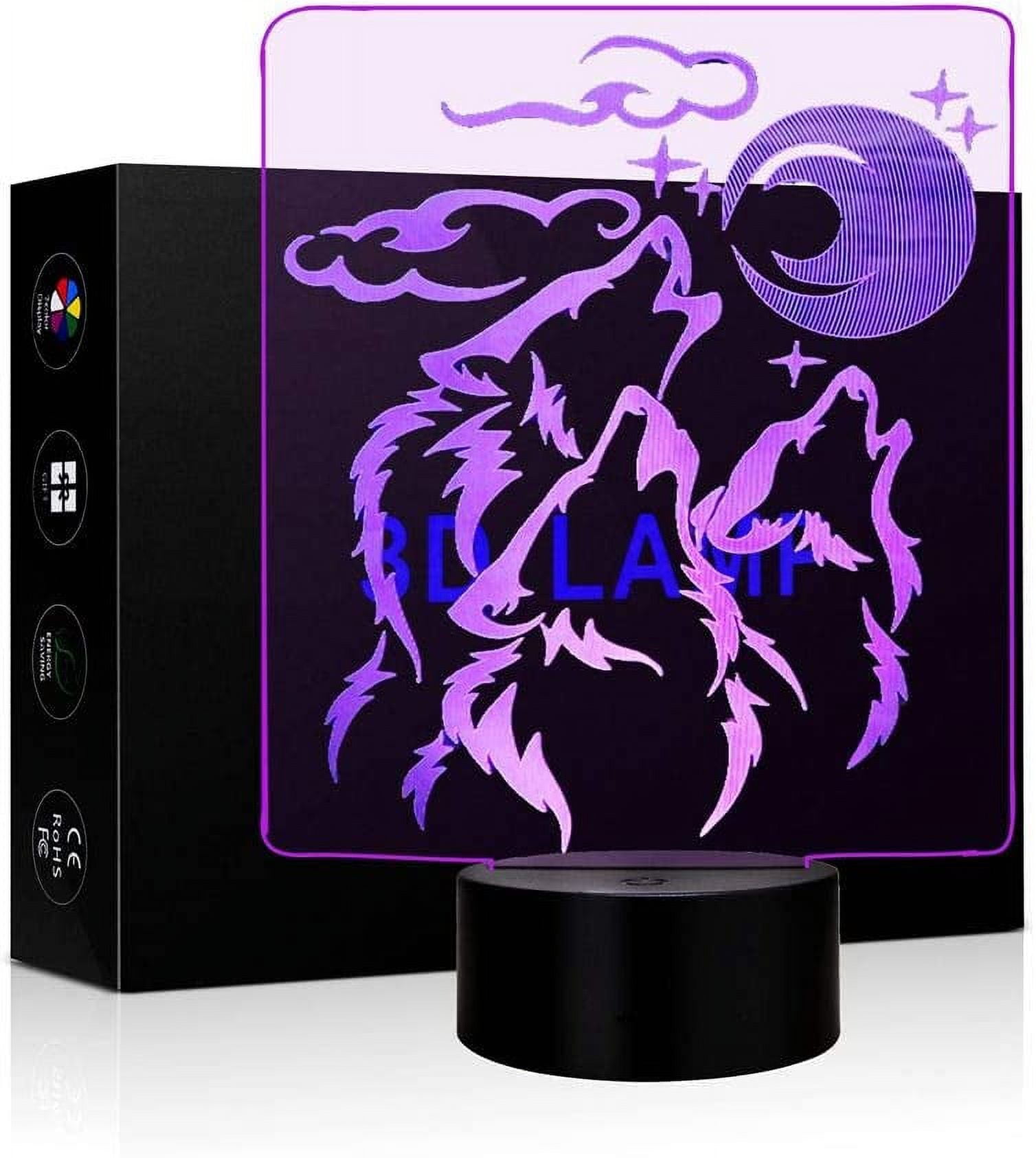 3D Illusion Lamp Animals Wolf Night Light Touch Table Desk Lamps 7 ...