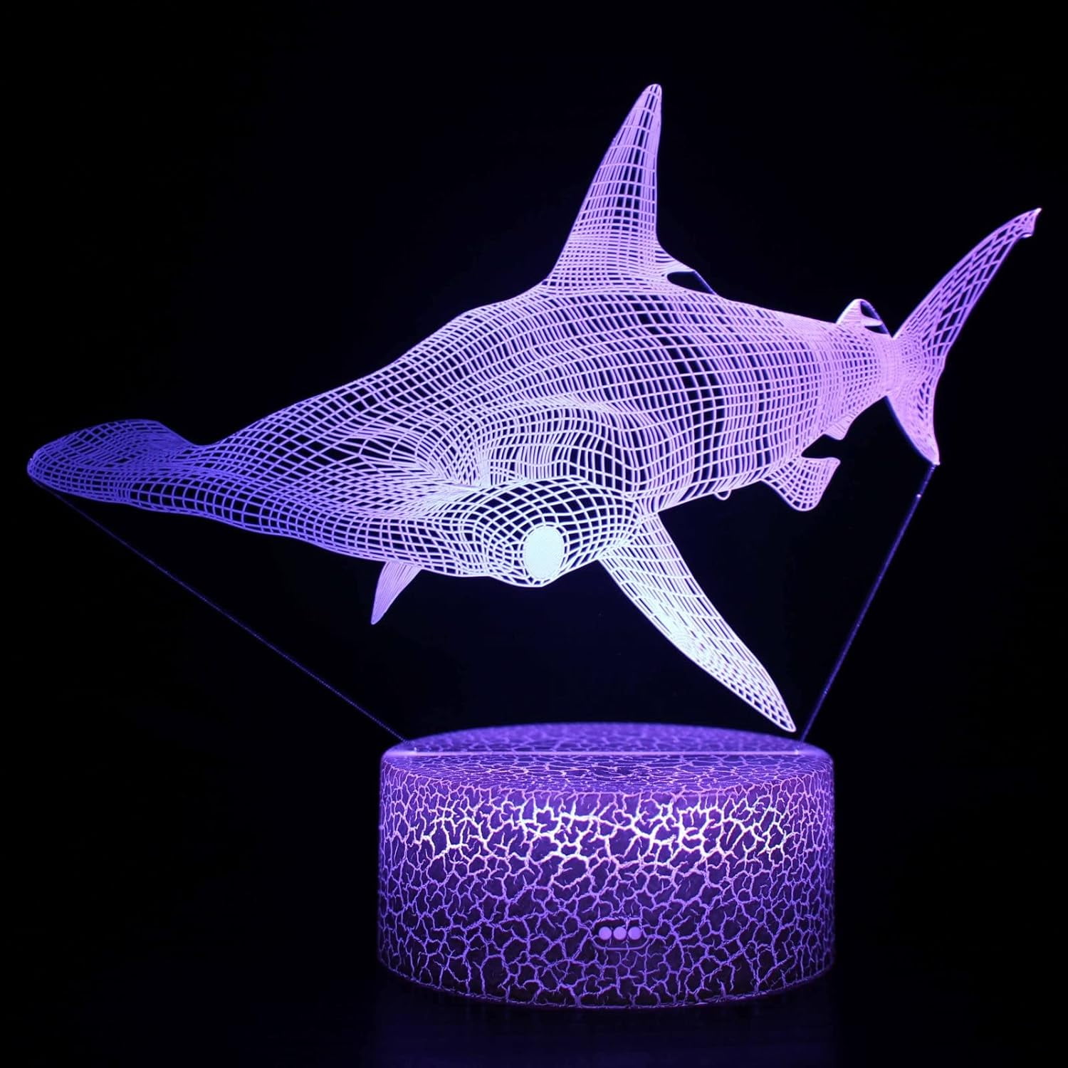 3D Illusion Lamp Flat-Billed Shark Mood Light 7 Colour Changing Acrylic ...