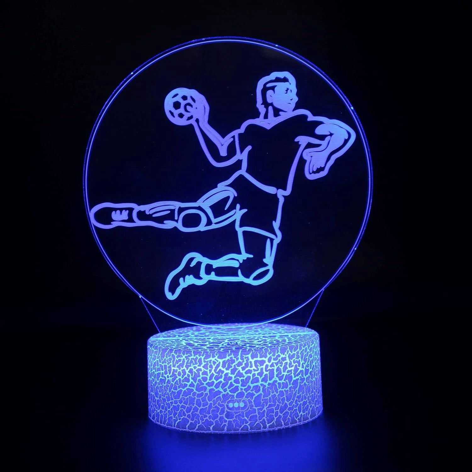 3D Illusion Lamp Handball Mood Light 7 Colour Changing Acrylic LED ...
