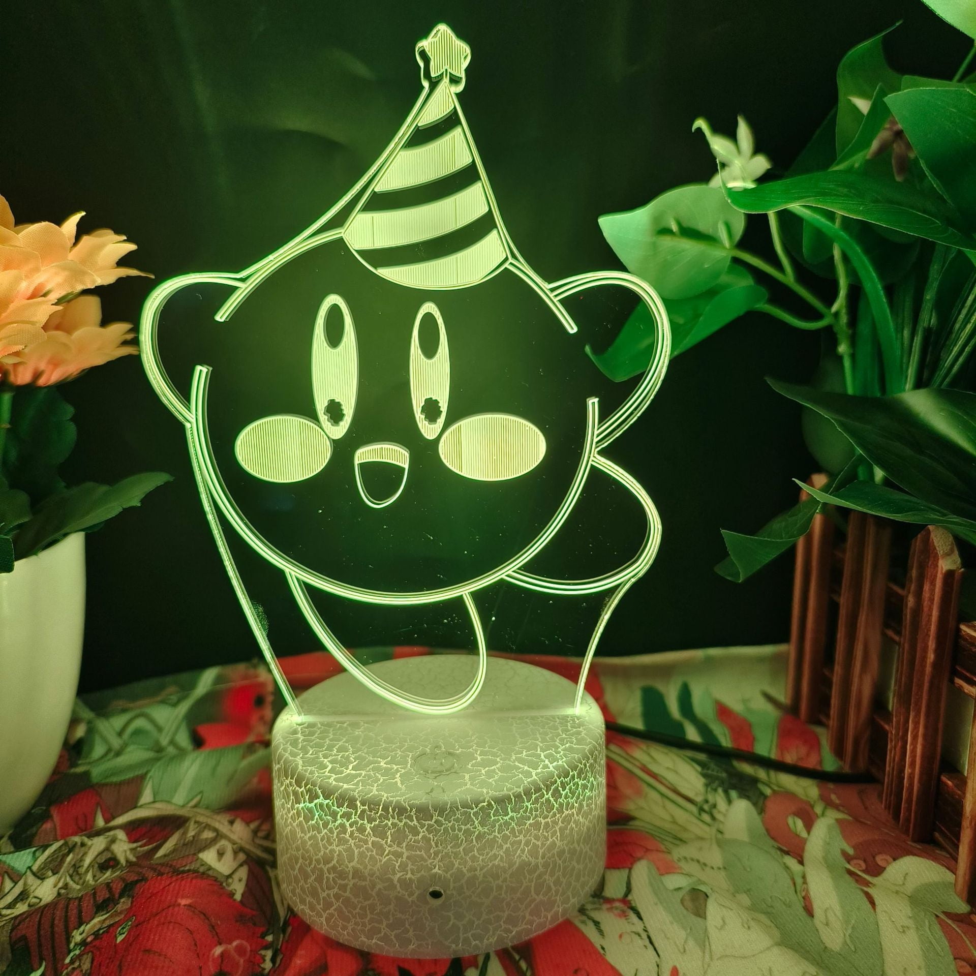 3D Illusion Lamp Kirby Led Night Light, 16 Colors Changing USB Desk ...