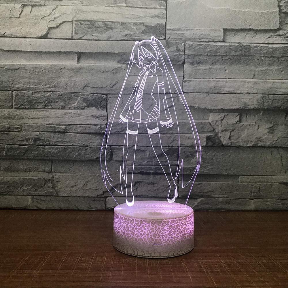 3D Illusion Lamps Night Lights Anime Girl 3D Lamp Cartoon Hatsume Miku ...