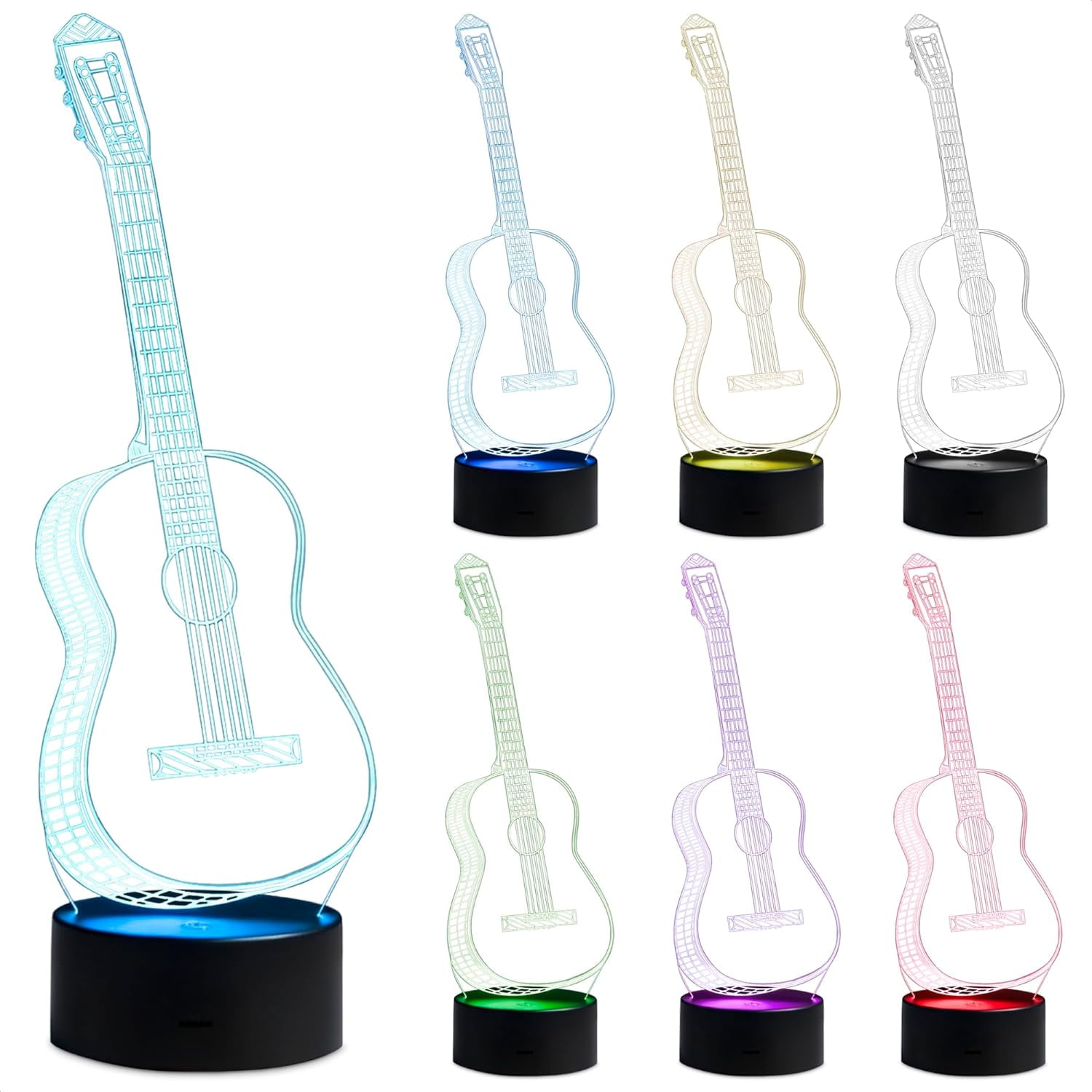 3D Illusion Night Light Lamp - Guitar Decor 3D Illusion Lamp with USB ...
