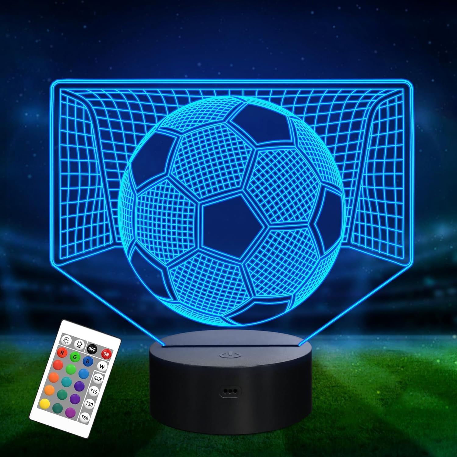 3D Illusion Soccer Night Light, Hologram Lamp with 16 Colors Changing ...