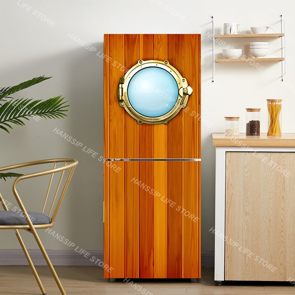 3D Illustration Sunflower Print Fridge Door Sticker Waterproof PVC Freezer Cabinet Refrigerator ...