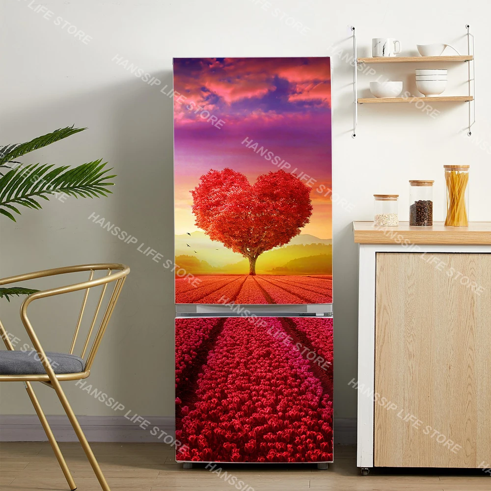 3D Illustration Sunflower Print Fridge Door Sticker Waterproof PVC ...
