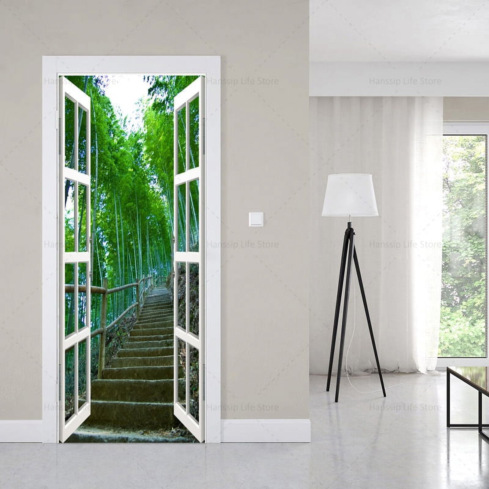 3D Imitation Glass Window Door Sticker Waterproof PVC Season Landscape ...