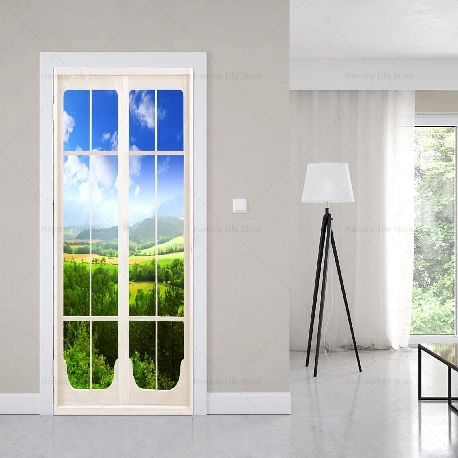 3D Imitation Glass Window Door Sticker Waterproof PVC Season Landscape ...