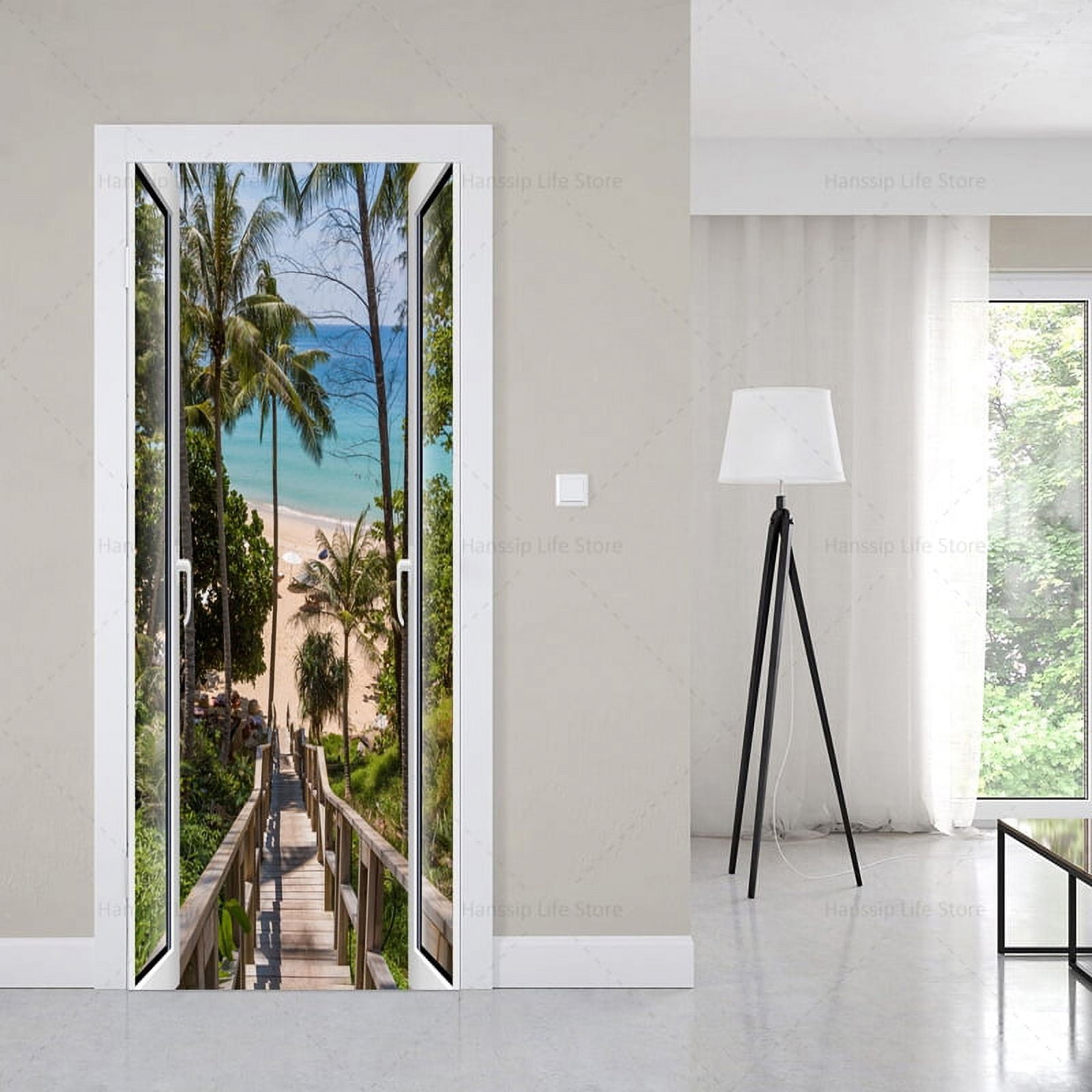 3D Imitation Glass Window Door Sticker Waterproof PVC Season Landscape ...