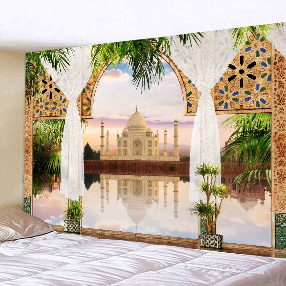 3D Imitation Window Forest Lake Landscape Wall Hanging Bedroom ration ...