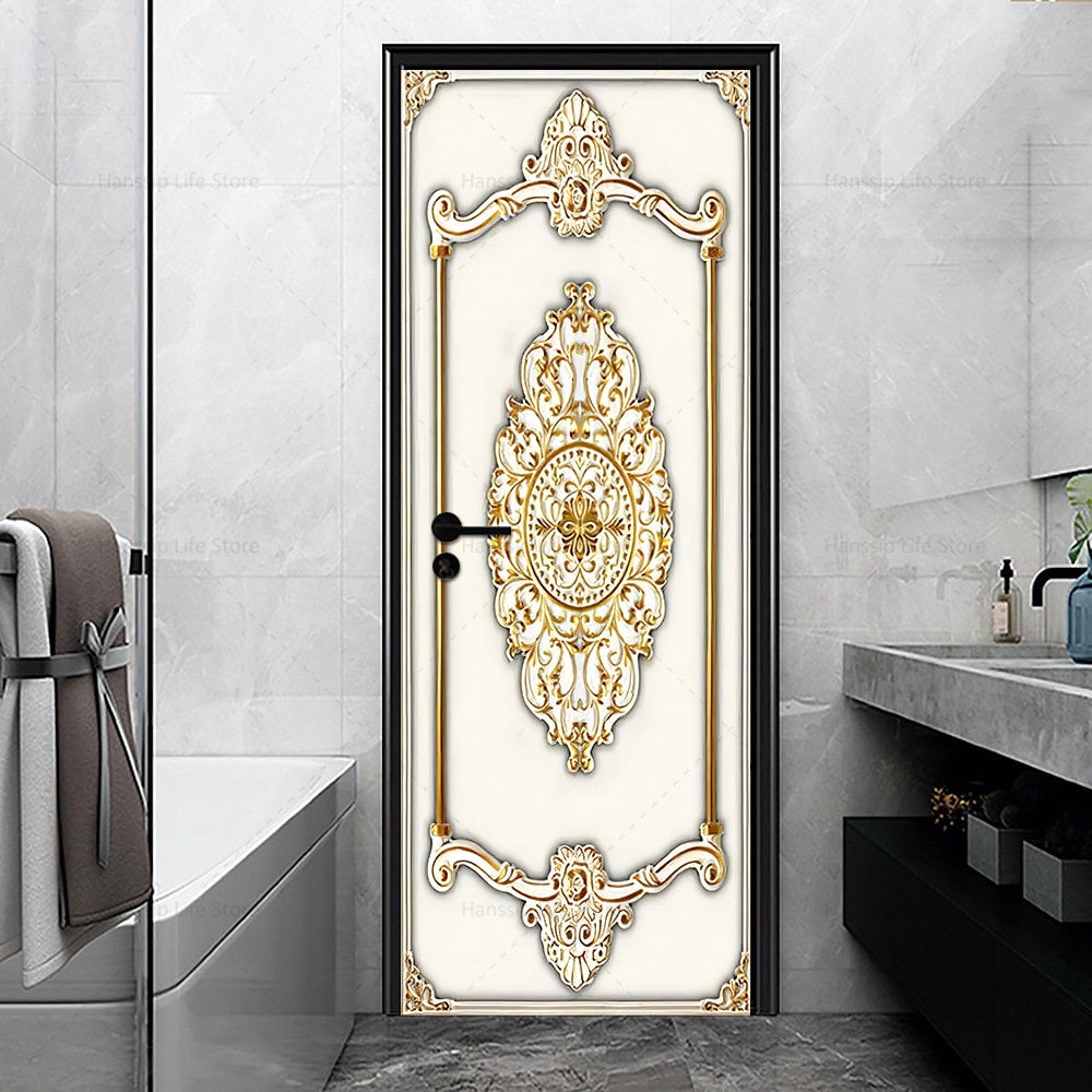 3D Imitation Wooden Door Sticker PVC Waterproof Self Adhesive for ...