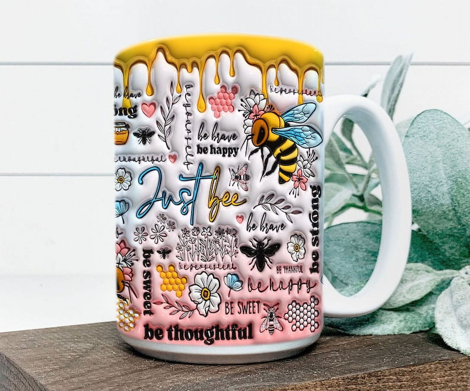 3D Inflated Effect Mug, 3D Positive Affirmations Mugs, 15 Oz Ceramic ...