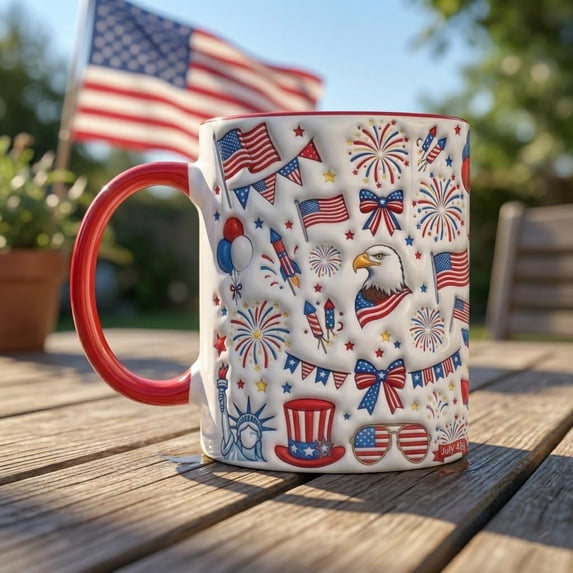 3D Inflated Patriotic Coffee Mug, 4th Of July Gift, American Flag ...