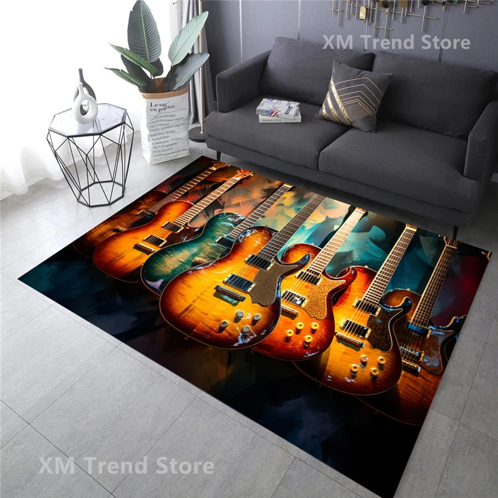 3D Instrument Guitar Carpet Rug for Home r Living Room Bedroom Kitchen ...