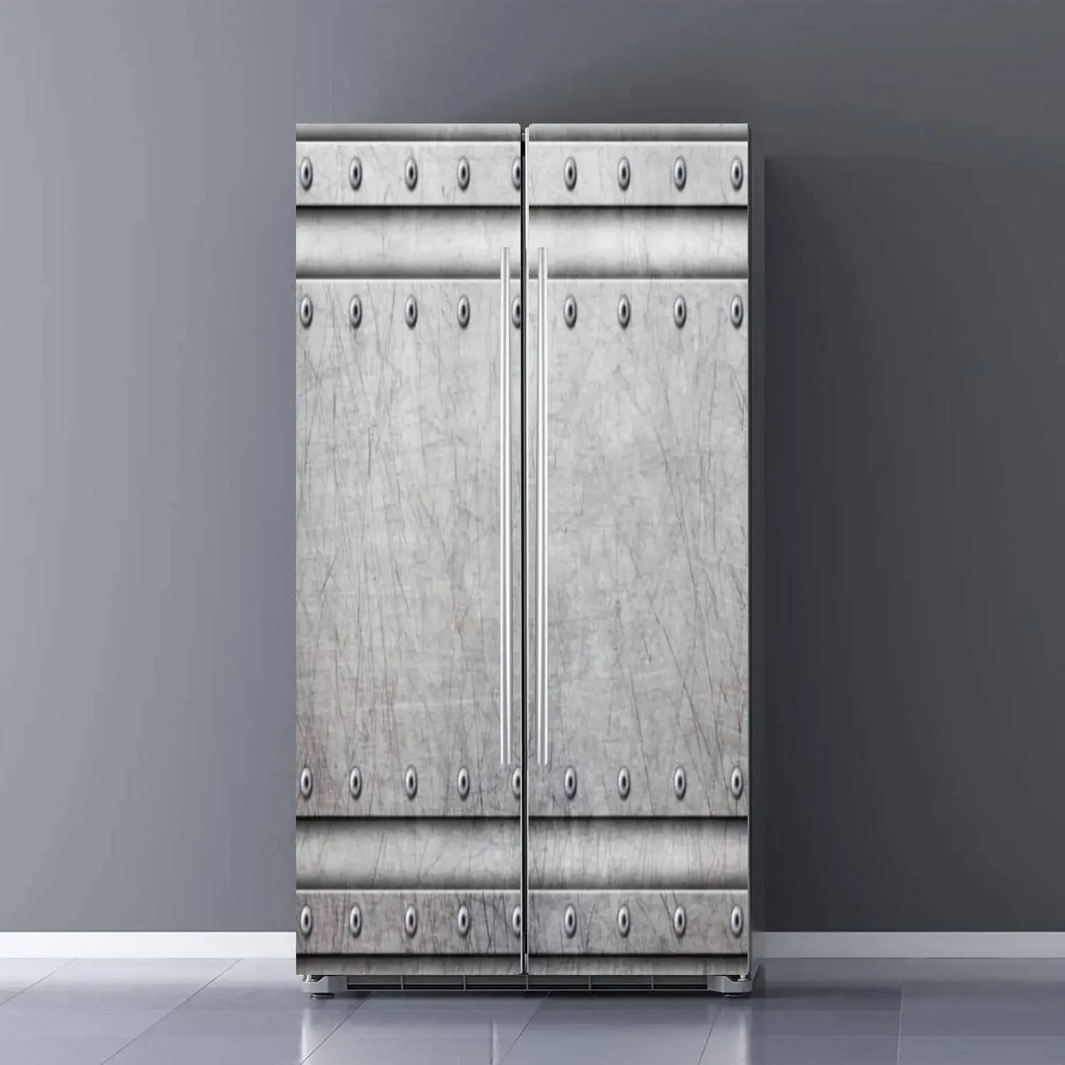 3D Iron Box Space Refrigerator Sticker Simulated Rusty Iron Door Fridge ...