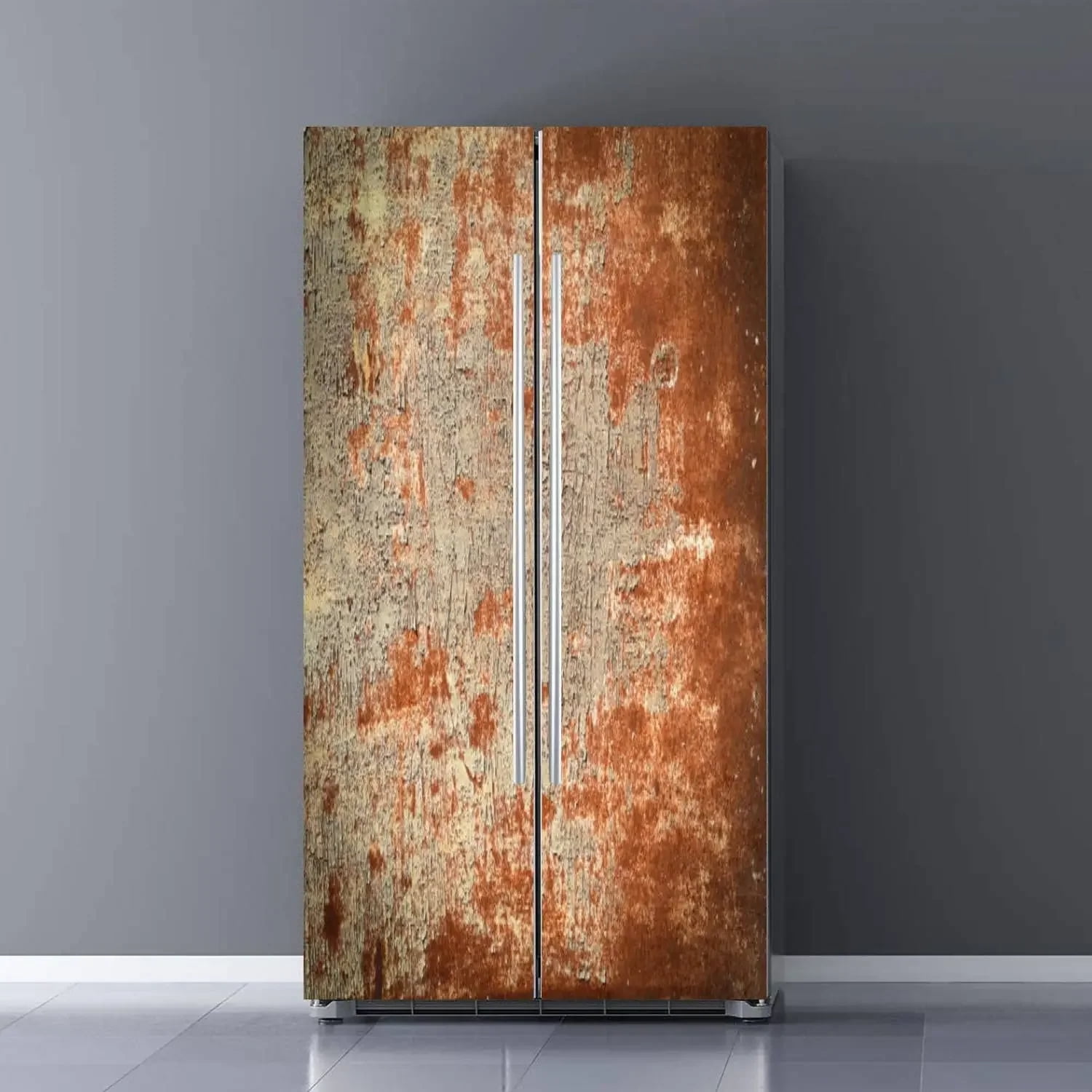 3D Iron Box Space Refrigerator Sticker Simulated Rusty Iron Door Fridge ...