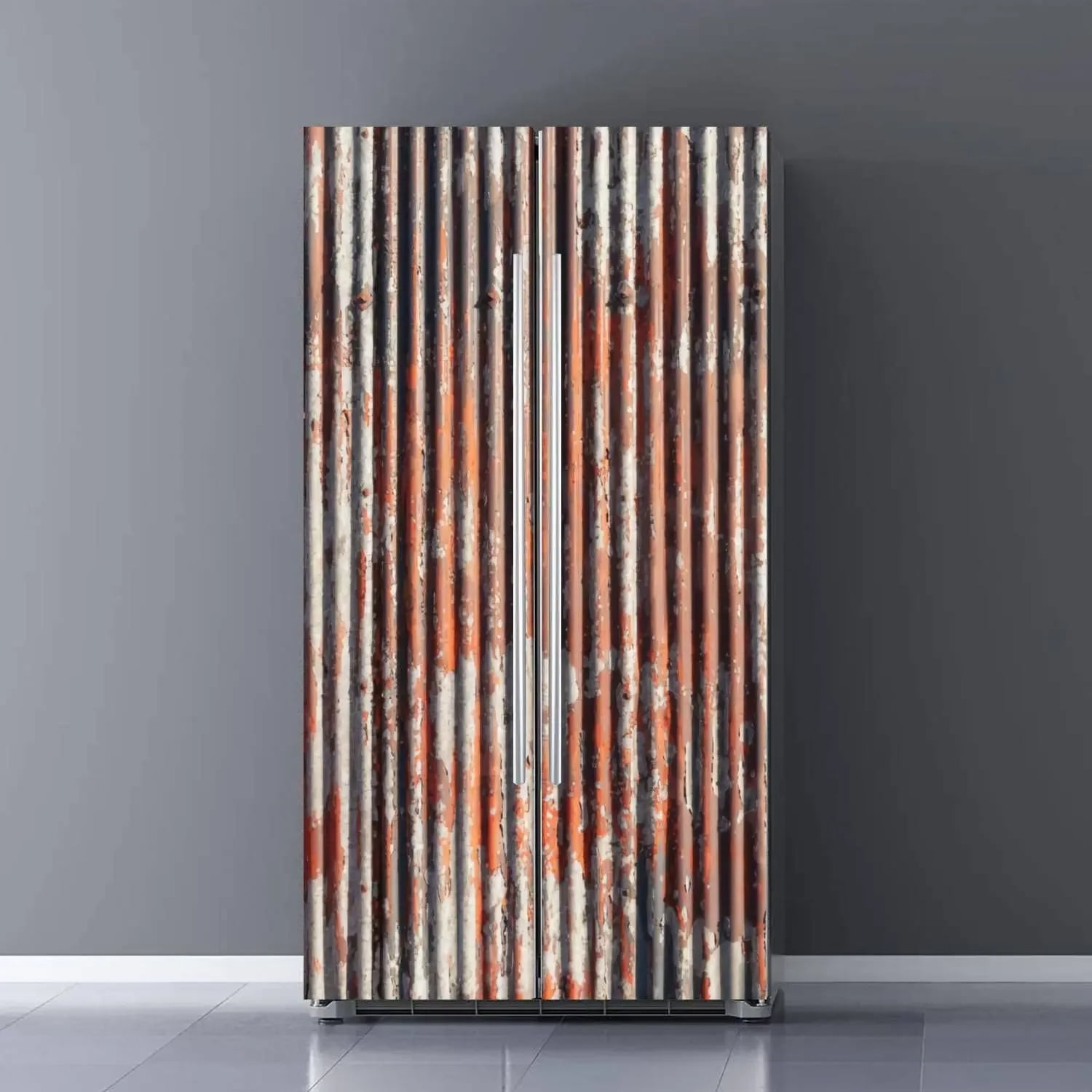 3D Iron Box Space Refrigerator Sticker Simulated Rusty Iron Door Fridge ...
