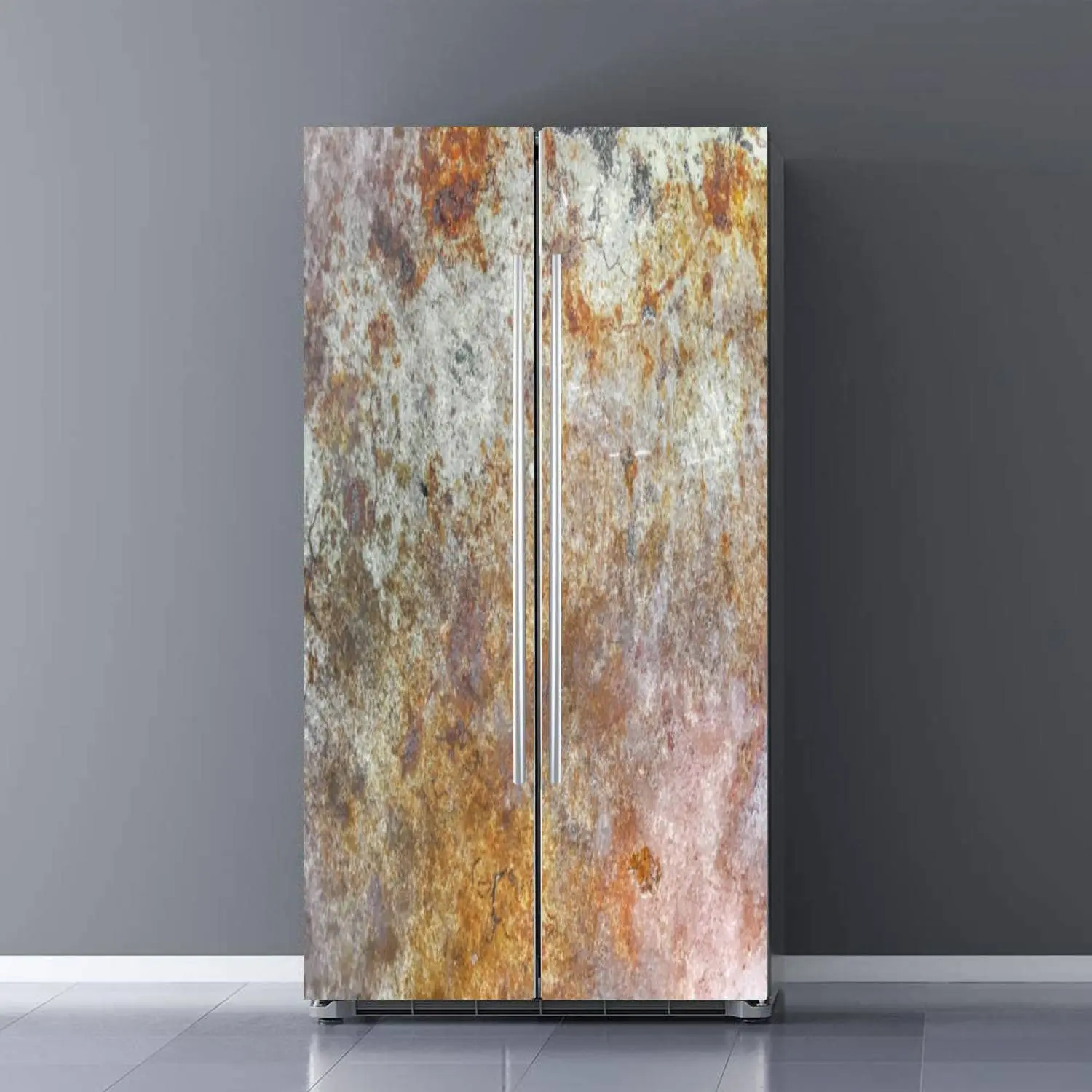 3D Iron Box Space Refrigerator Wrap Simulated Rusty Iron Door Fridge ...