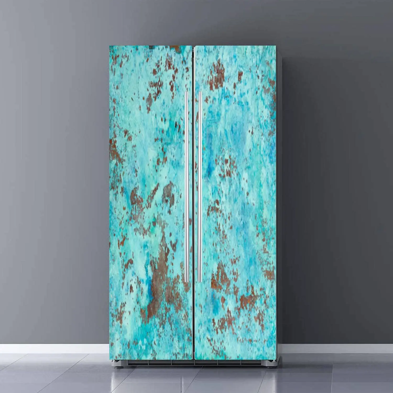 3D Iron Box Space Refrigerator Wrap Simulated Rusty Iron Door Fridge ...