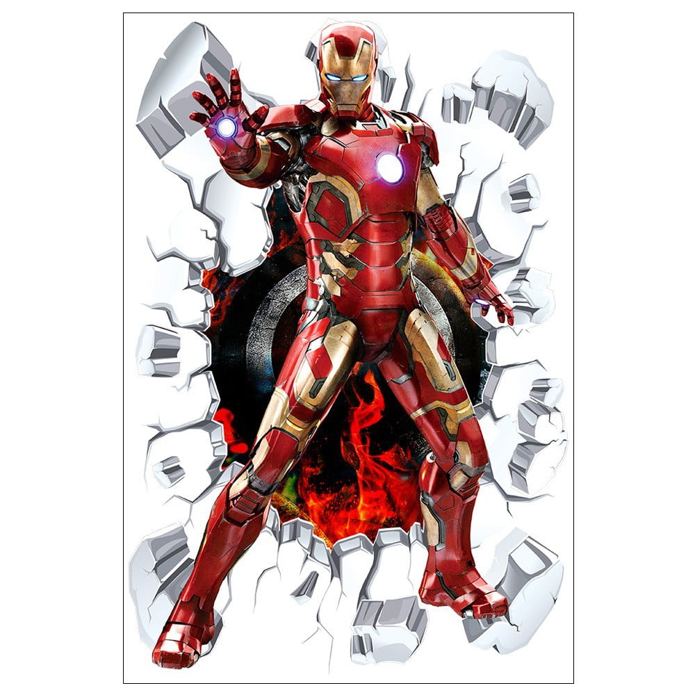 3D Iron Man stickers for dormitory living room decoration, self ...