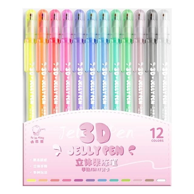 3D Jelly Pen Set Gel Pens Art Supplies Point Marker Handwriting Pens ...