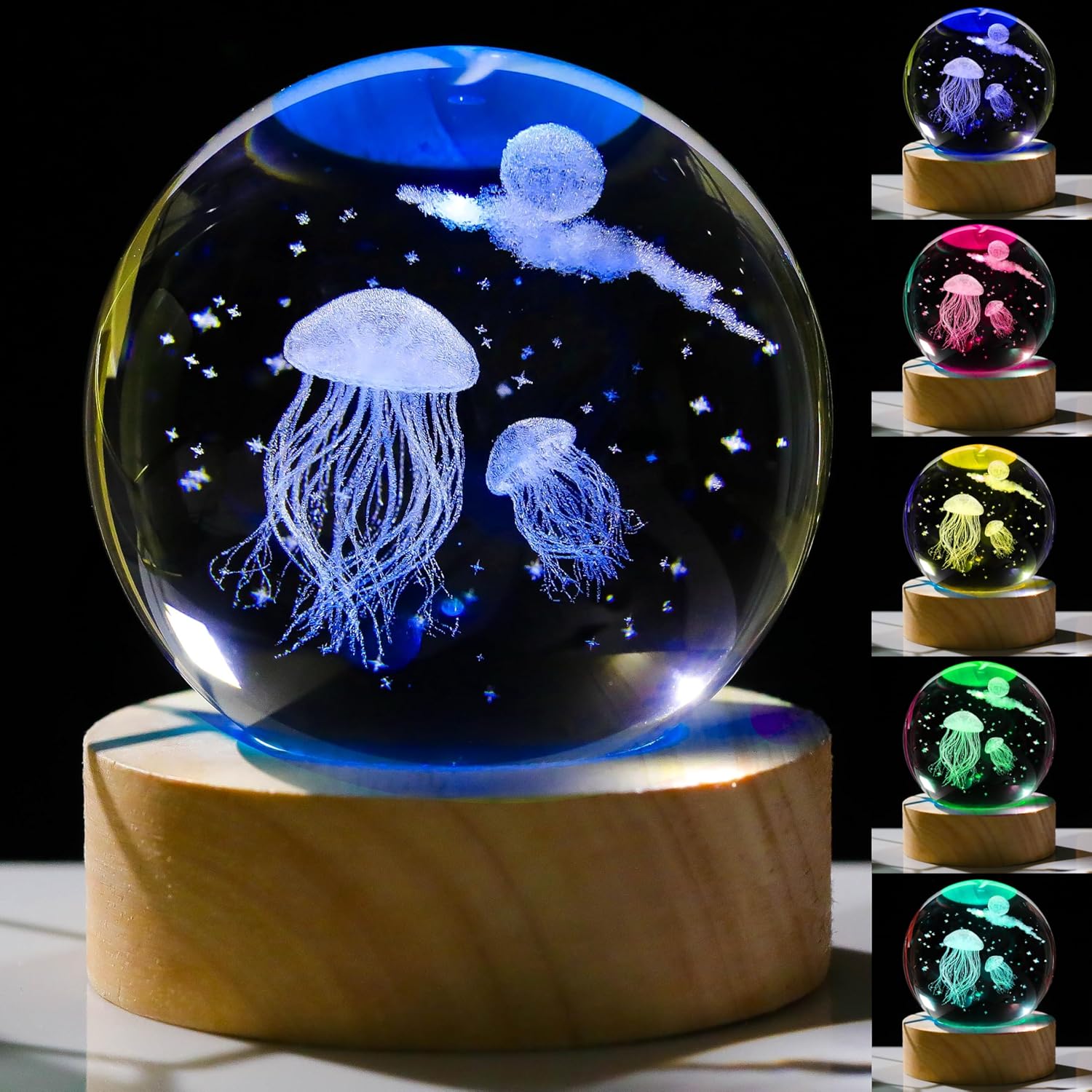 3D Jellyfish Gifts for Women Crystals Ball 60mm - Jellyfish Figurines ...