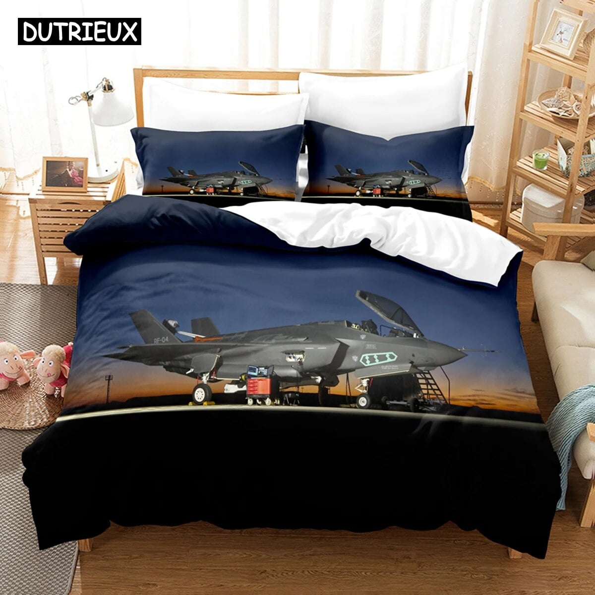 3D Jet Fighter Battle Plane F-35 Bedding Sets Duvet Cover Set With Pillowcase Twin Full King ...