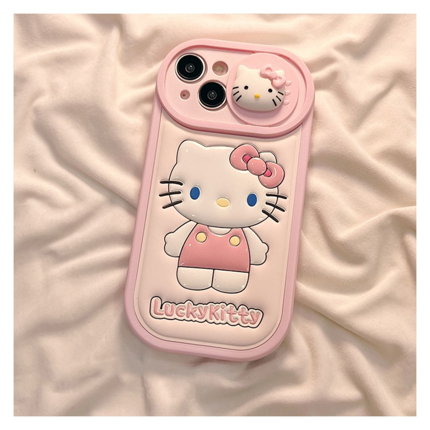 3D KT Cat Sliding Window iPhone 15 Apple Phone Case 13 Pro Max Leather ...