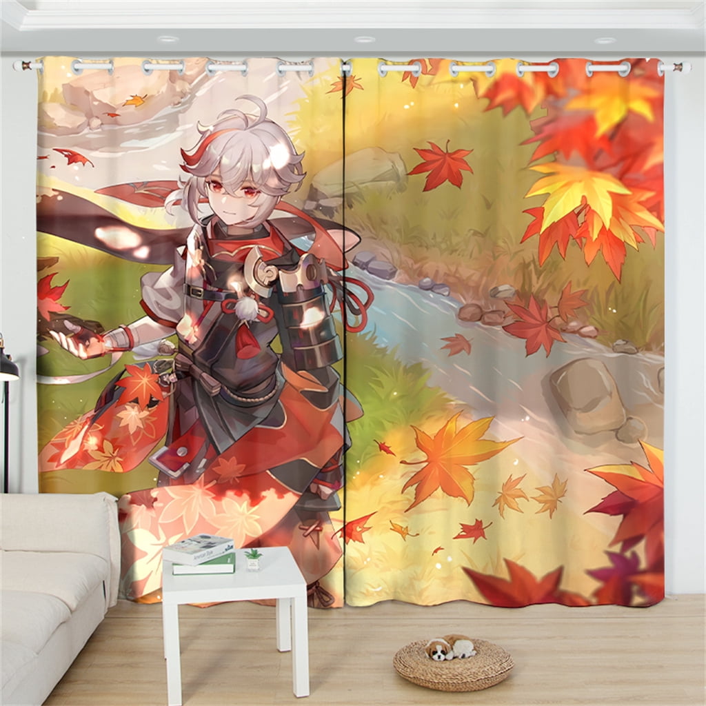 3D Kazuha Genshin Impact Blackout Curtain 2 Panels Anime Printing ...