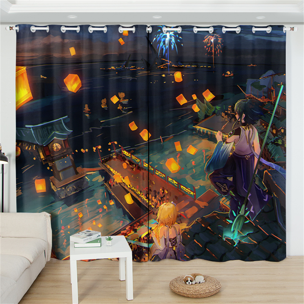 3D Kazuha Genshin Impact Blackout Curtain 2 Panels Anime Printing ...