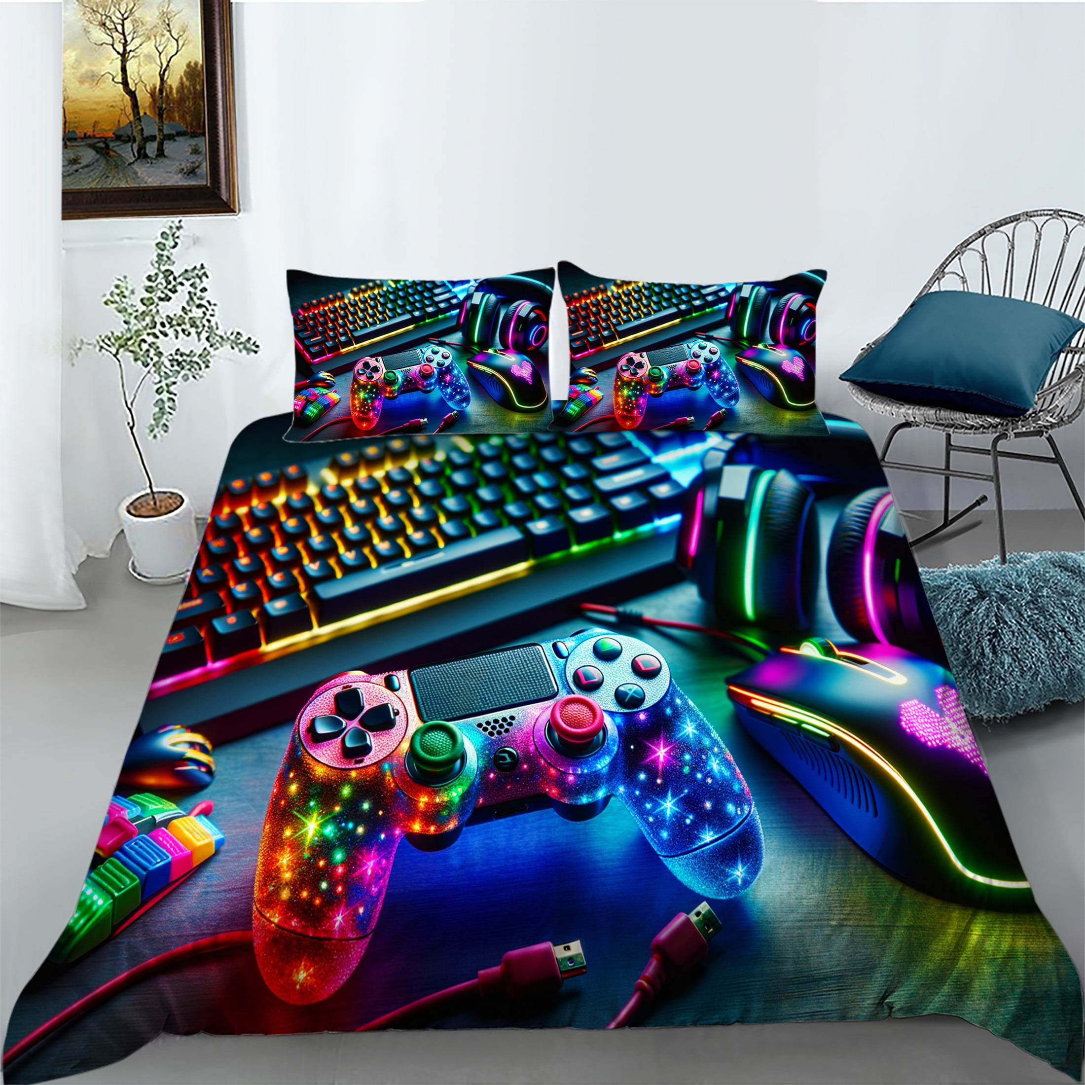 3D Keyboard Mouse Gamepad Printed Bedspreads Boys Men Cool Comforter ...