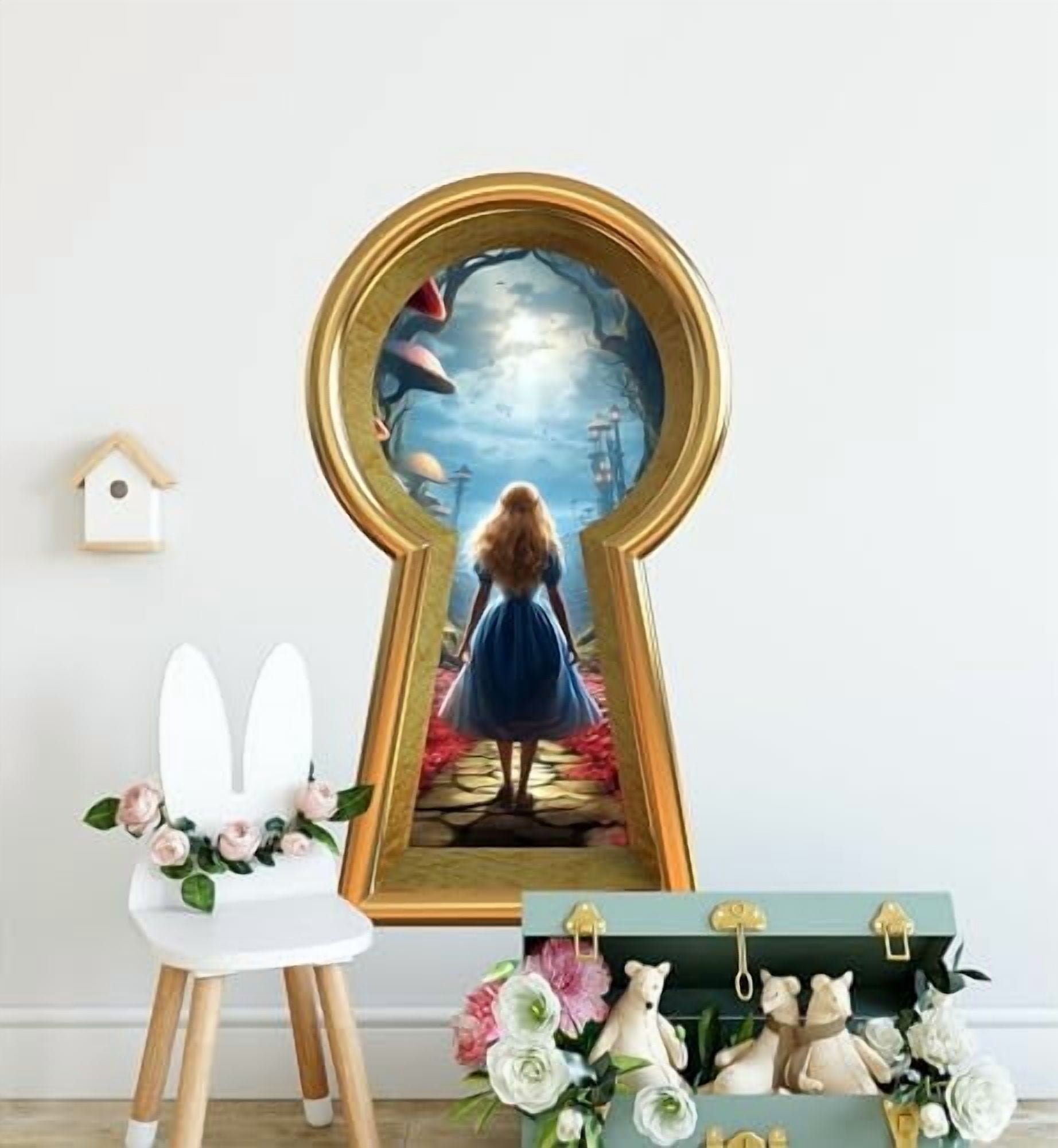 3D Keyhole Fabric Wall Decal - Entering Wonderland - Wonderland Wall ...
