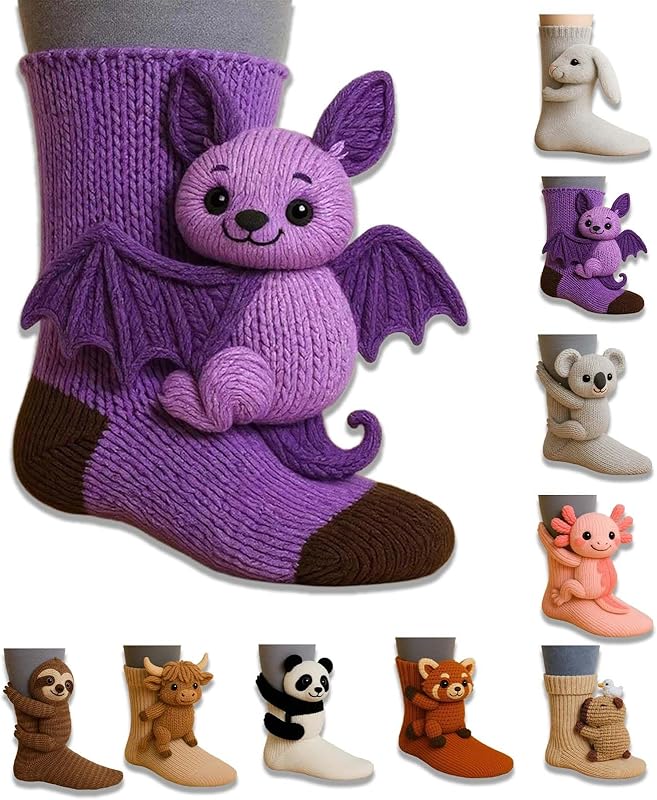 3D Knit Animal Socks, Animal Socks Cute Plush Animals Hug Sock, Long ...