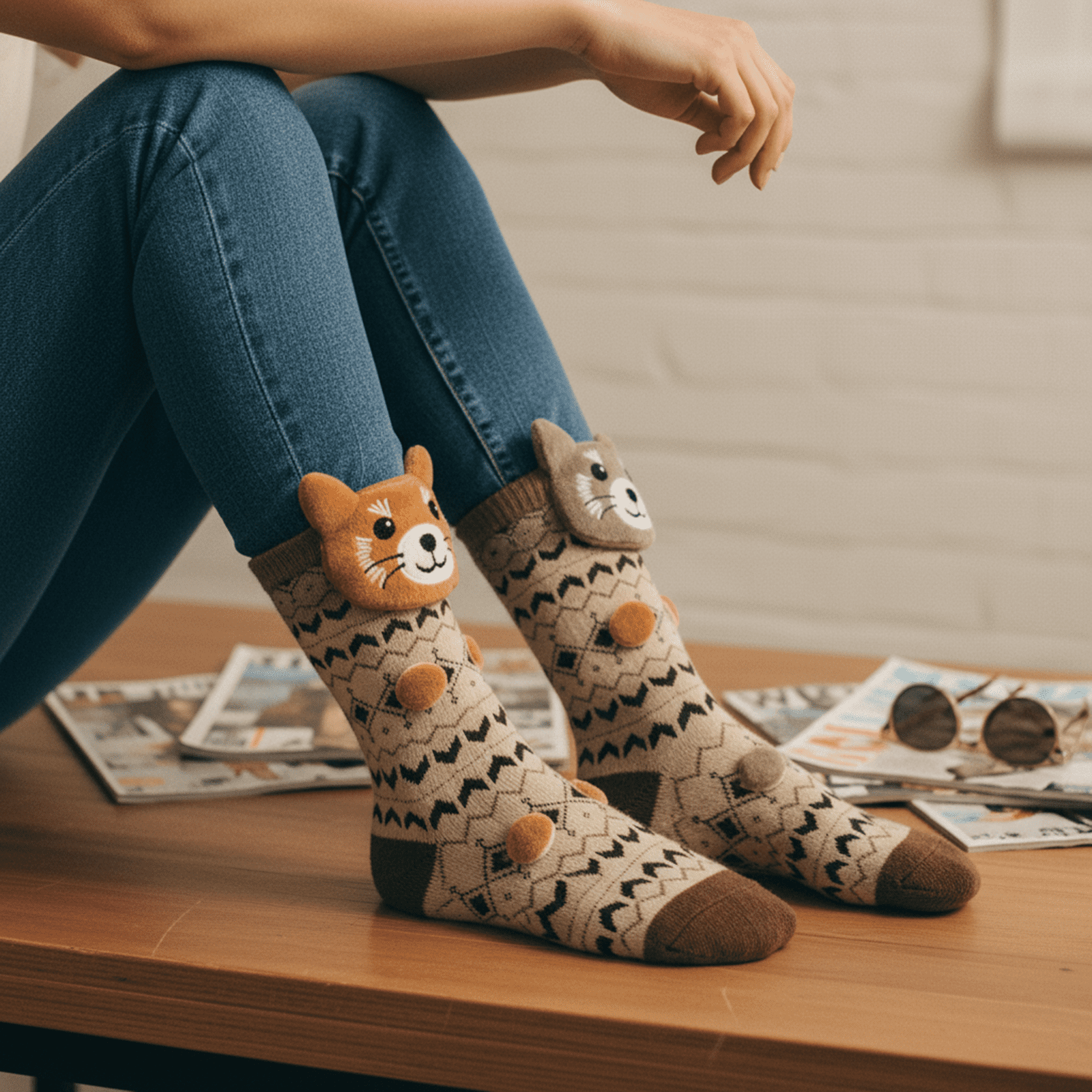3D Knit Animal Socks,Animal Socks Hand Crocheted,Double-layer cotton ...