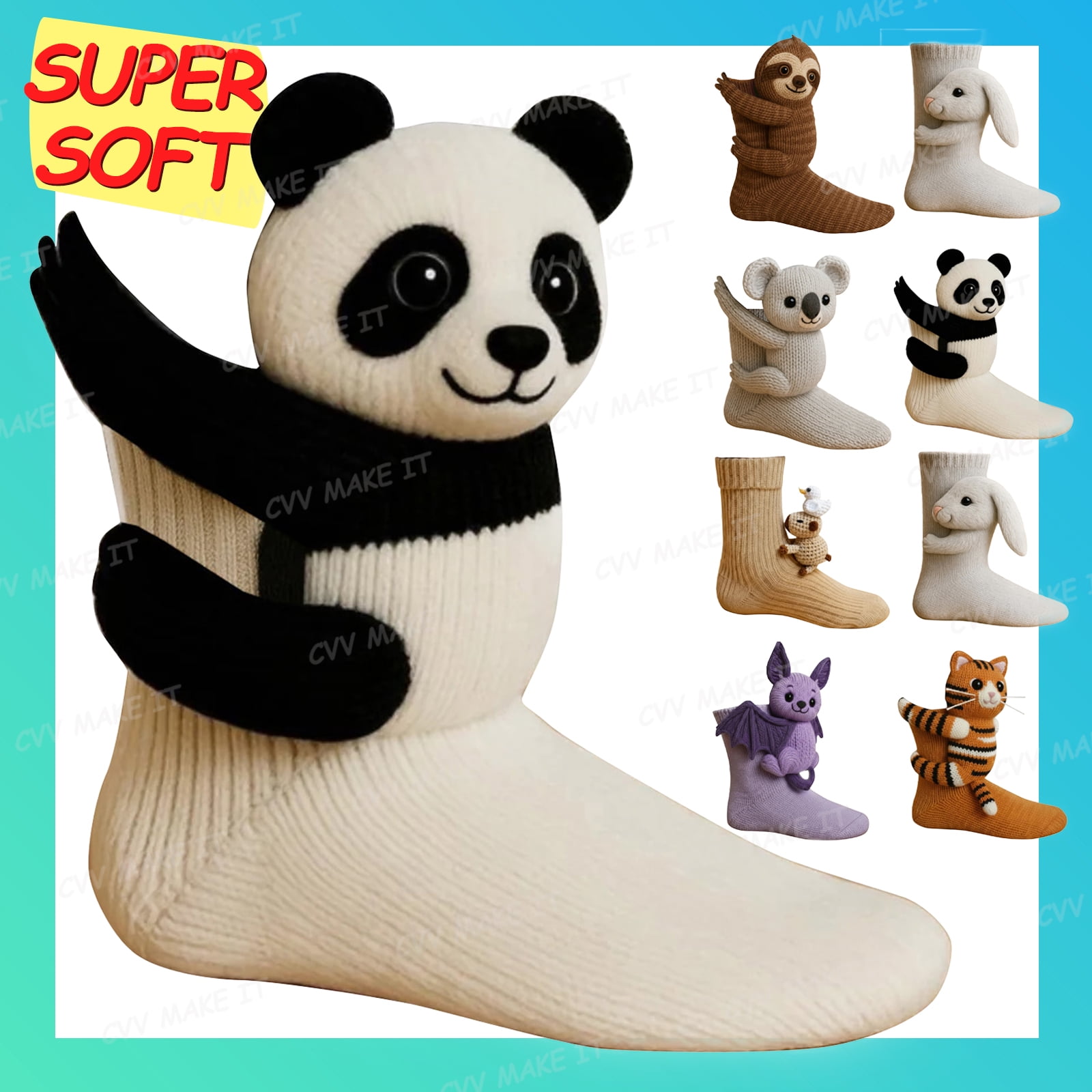 3D Knit Animal Socks Animal Socks for Women Hand Crocheted Handmade ...