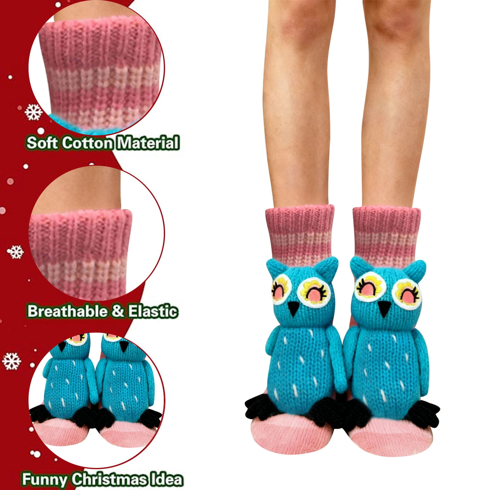 3D Knit Animal Socks Fall Winter Novelty Animal Hug Sock Hand Crocheted ...