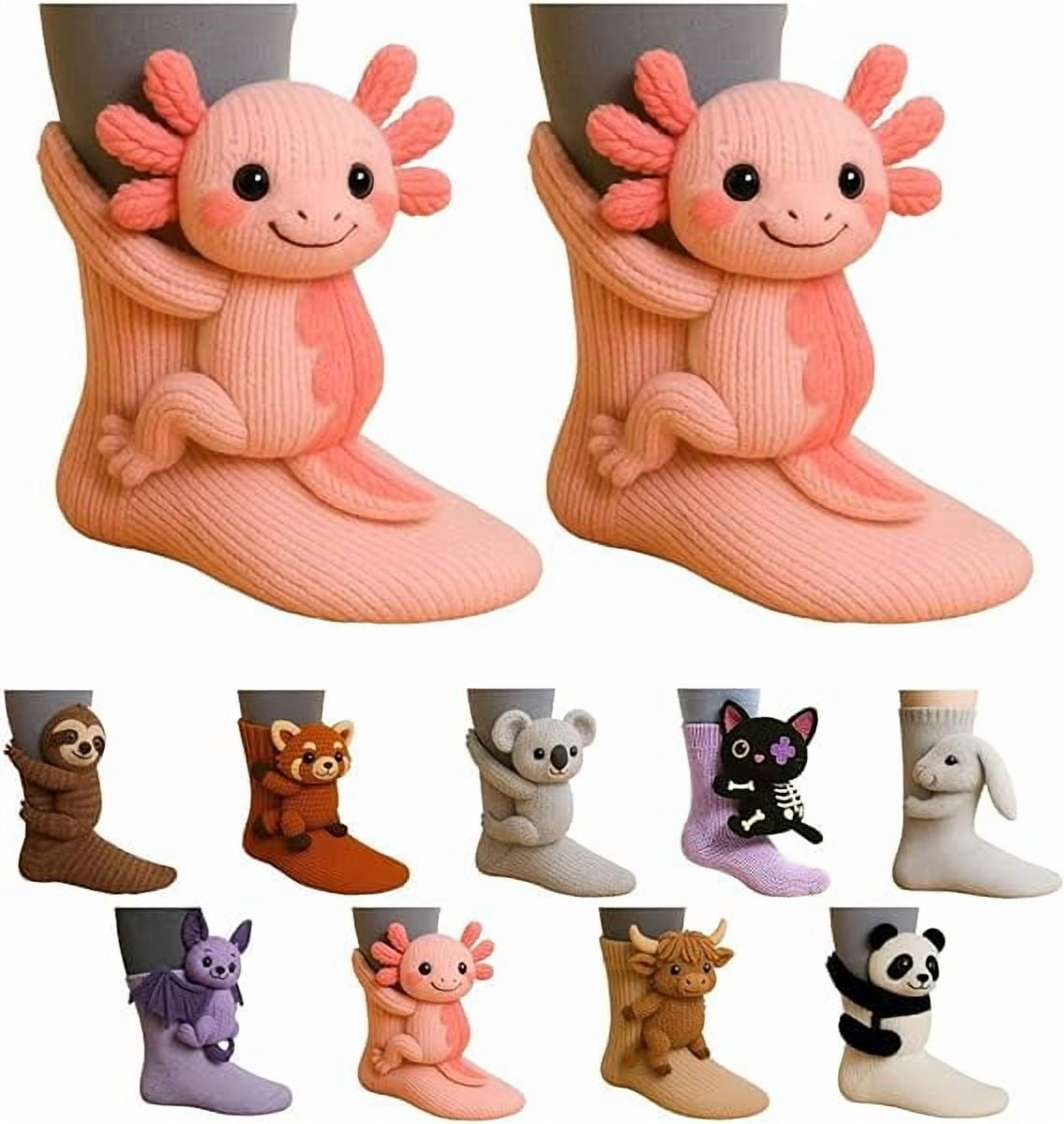 3D Knit Animal Socks Fall Winter Novelty Animal Socks Hug Socks Hand ...