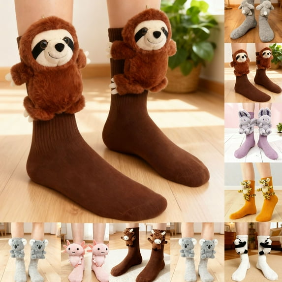 3D Knit Animal Socks Fall Winter Novelty Animal Socks Hug Socks Hand ...