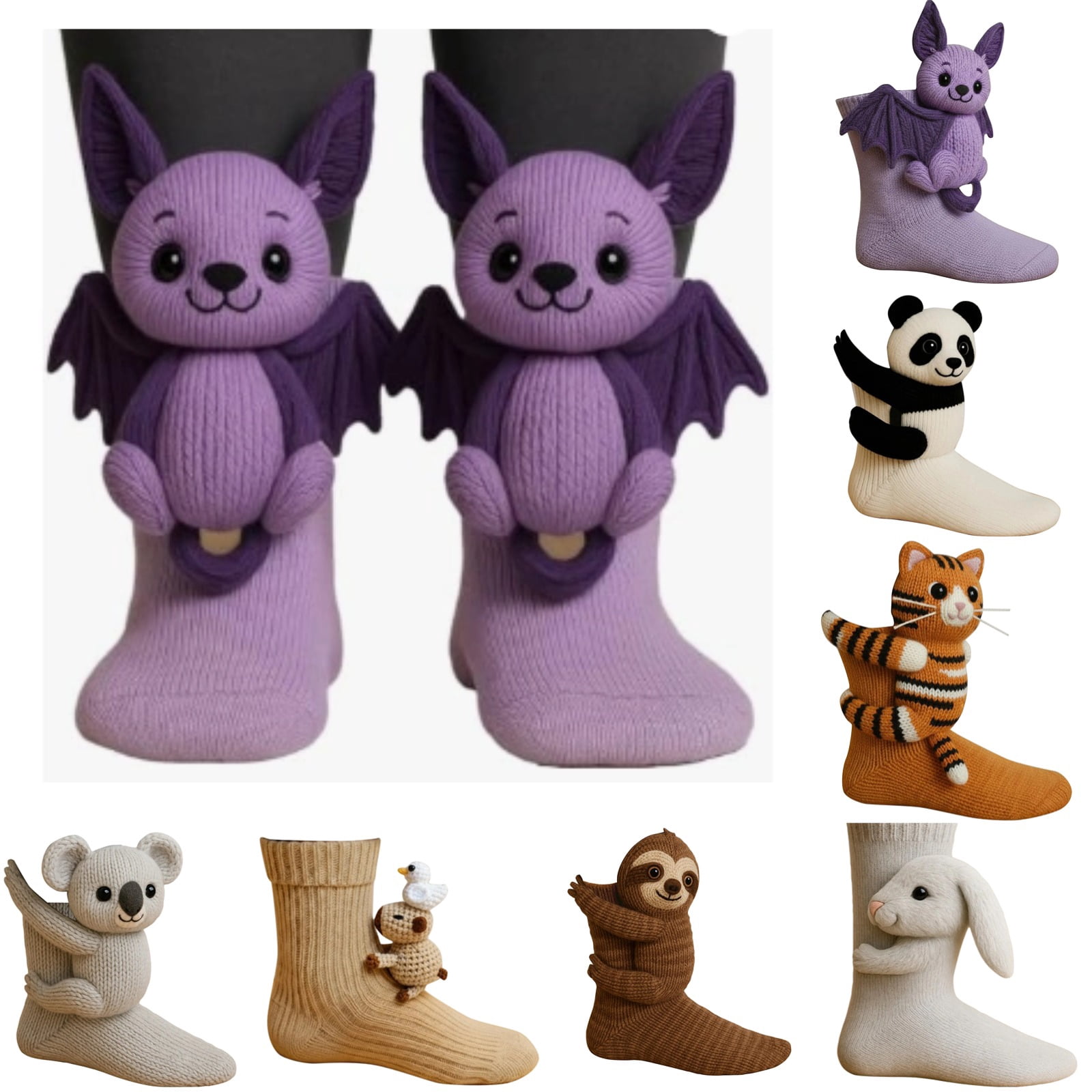 3D Knit Animal Socks Funny Highland Cow Socks for Girls & Women ...