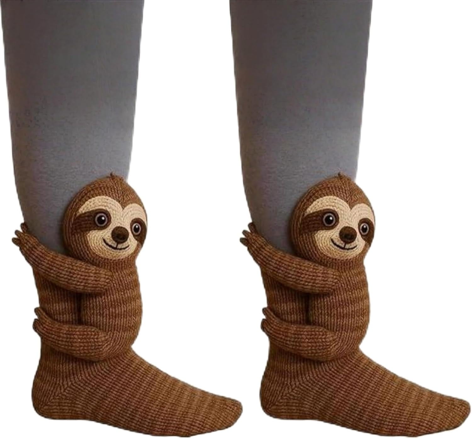 3D Knit Animal Socks Hand Crocheted Sloth Socks Novelty Animal Hug Sock ...