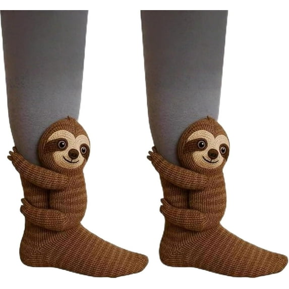 3D Knit Animal Socks Hand Crocheted Sloth Socks Novelty Animal Hug Sock ...