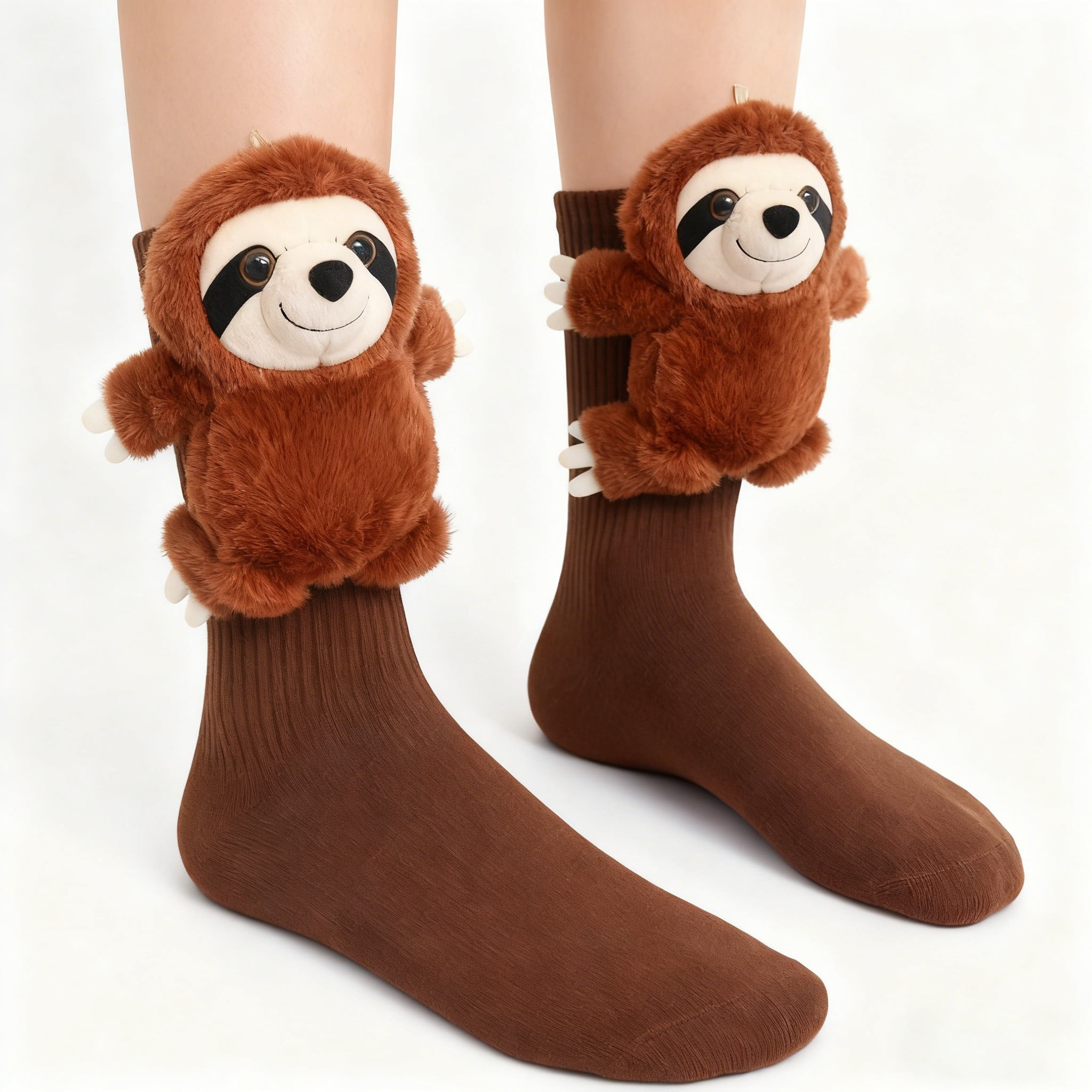 3D Knit Animal Socks Hand Crocheted Sloth Socks Novelty Animal Hug Sock ...
