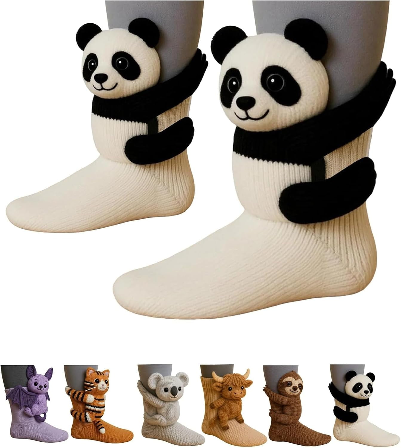 3D Knit Animal Socks, Handmade Funny Warm And Soft Long Sloth Socks ...