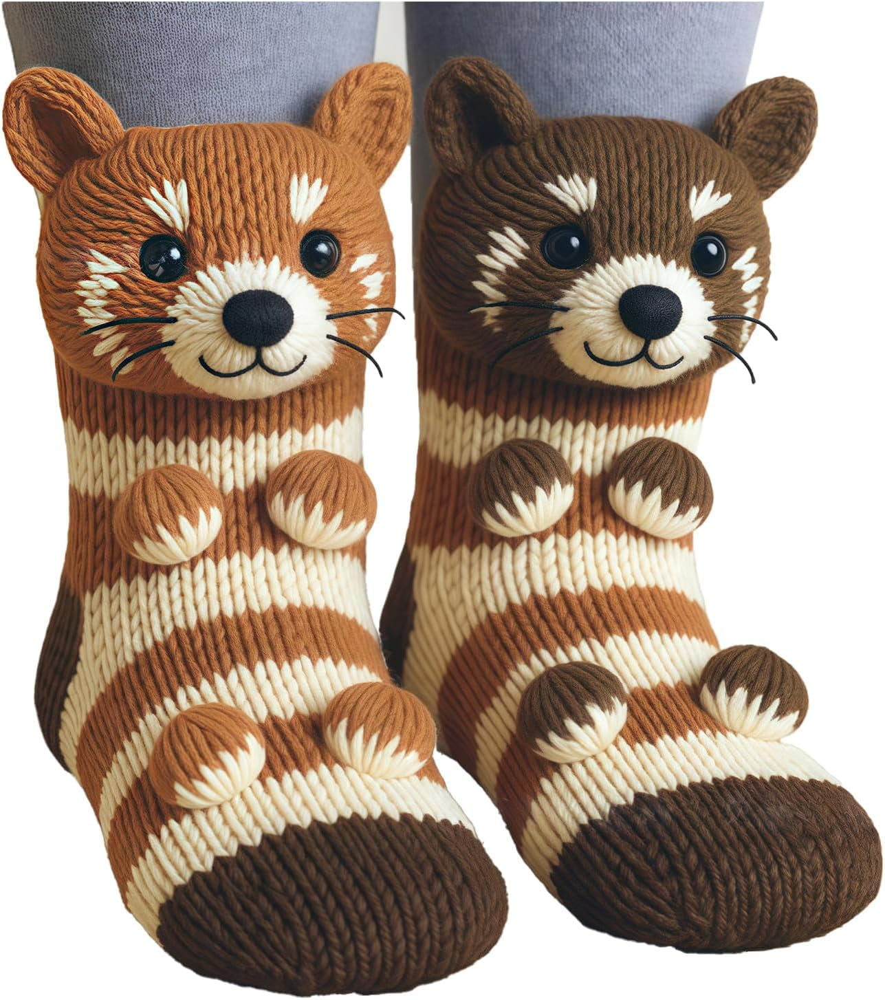 3D Knit Animal Socks, Handmade Winter Warm Thick Funny Animal Socks ...
