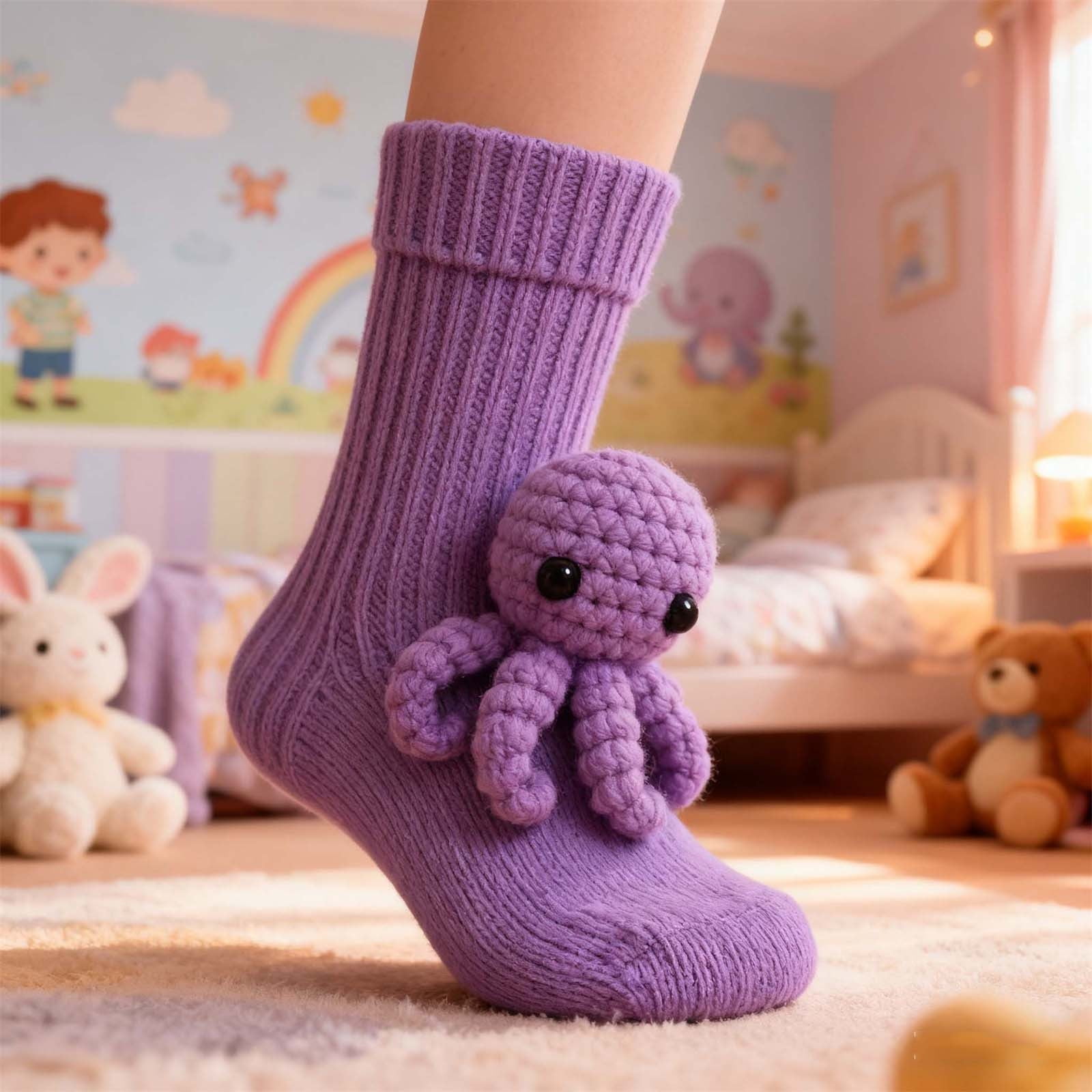 3D Knit Animal Socks Novelty Animal Hug Sock, Cozy Winter Non-Slip ...